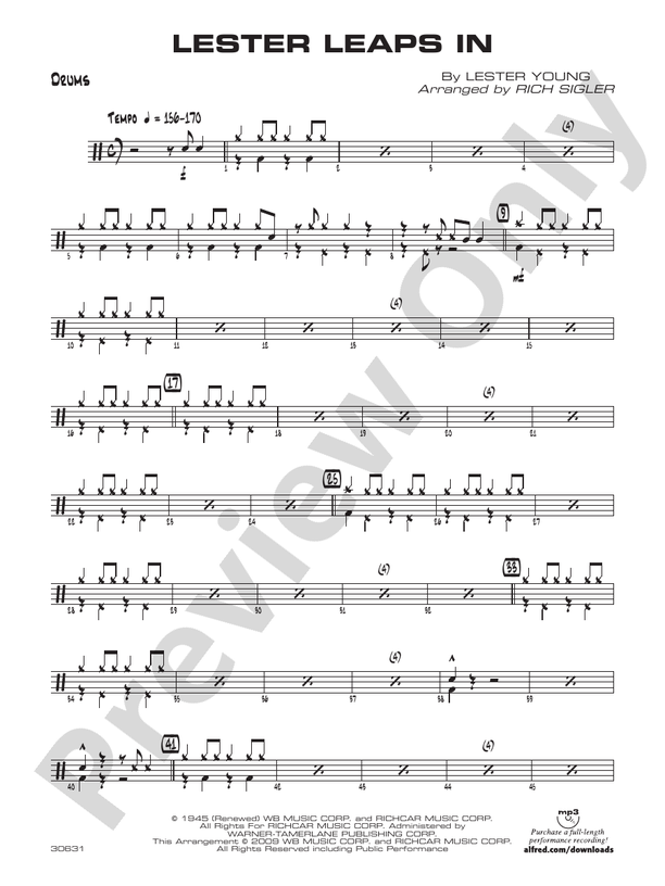 Lester Leaps In: Drums: Drums Part - Digital Sheet Music Download
