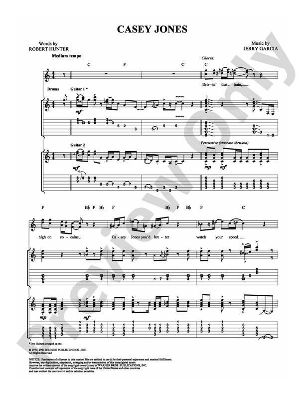 Casey Jones: Guitar TAB: Grateful Dead - Digital Sheet Music Download