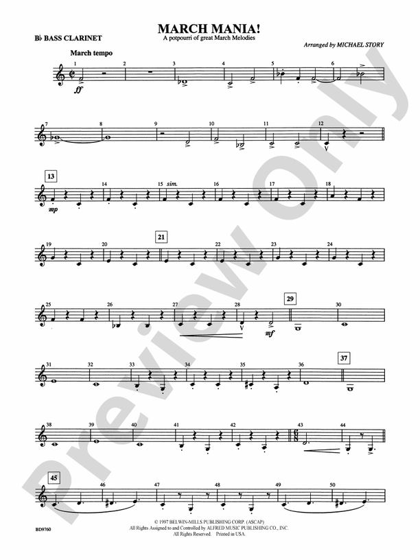 March Mania! (A Potpourri of Great March Melodies): B-flat Bass ...