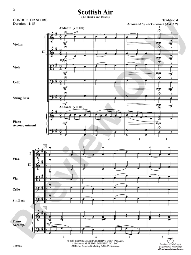 Scottish Air: String Orchestra Conductor Score & Parts - Digital Sheet ...