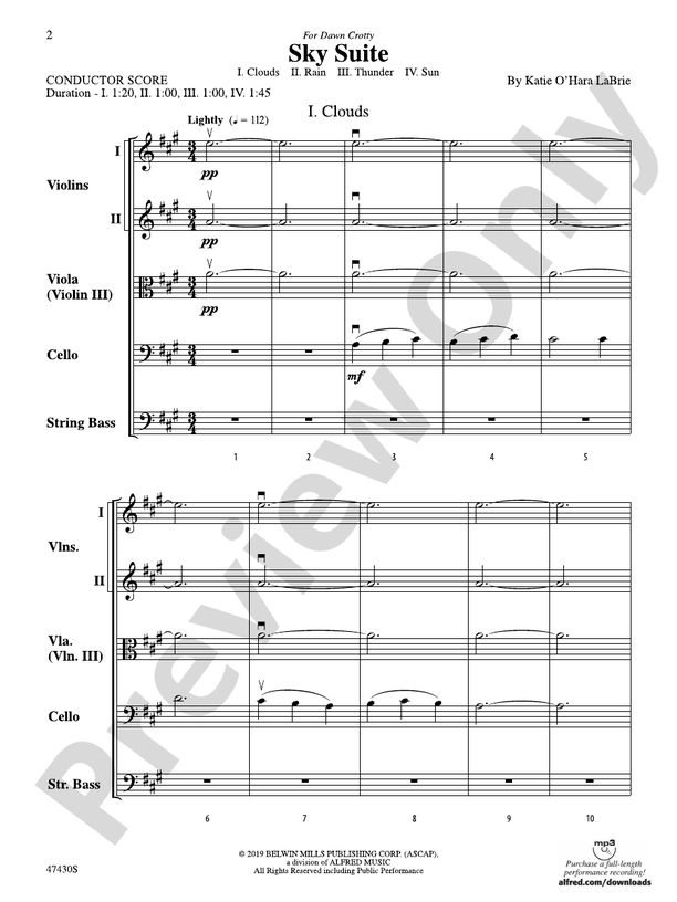 Sky Suite: Score: String Orchestra Score - Digital Sheet Music Download