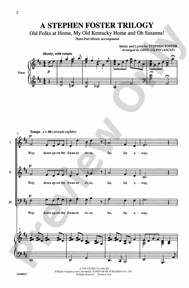 A Stephen Foster Trilogy: 3-Part Mixed Choral Octavo: Stephen Foster ...