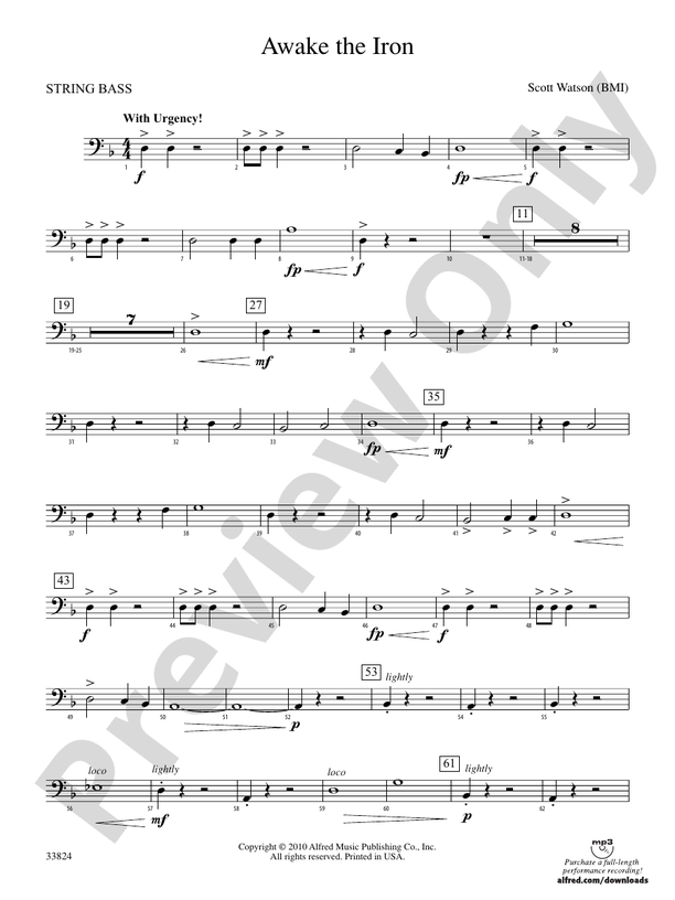 Awake the Iron: (wp) String Bass: (wp) String Bass World Part - Digital Sheet Music Download