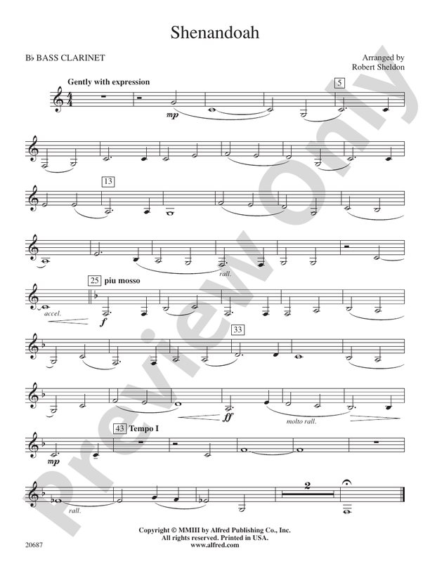Shenandoah: B-flat Bass Clarinet: B-flat Bass Clarinet Part - Digital ...