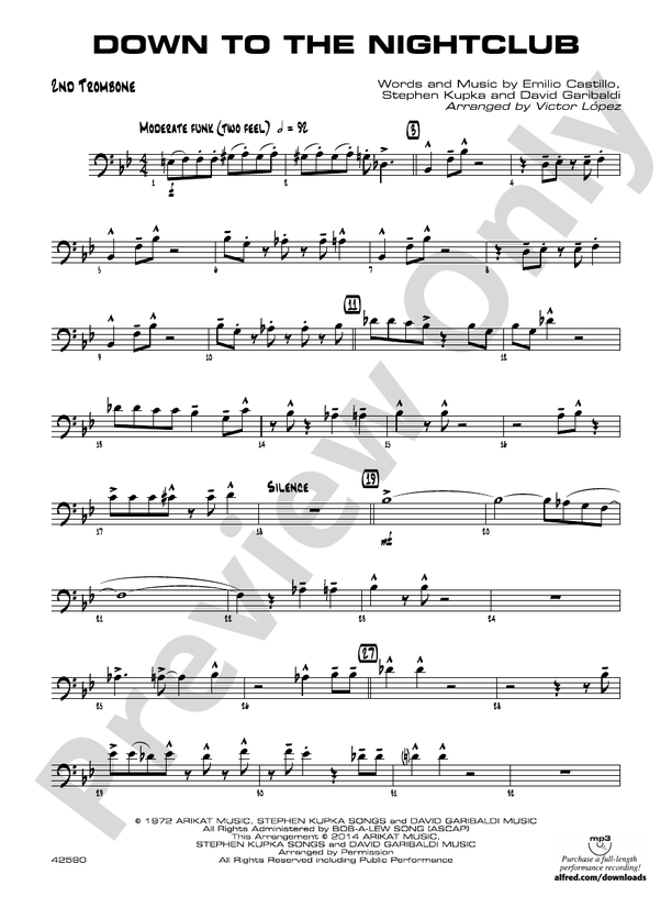 Down to the Nightclub: 2nd Trombone: 2nd Trombone Part - Digital Sheet Music Download