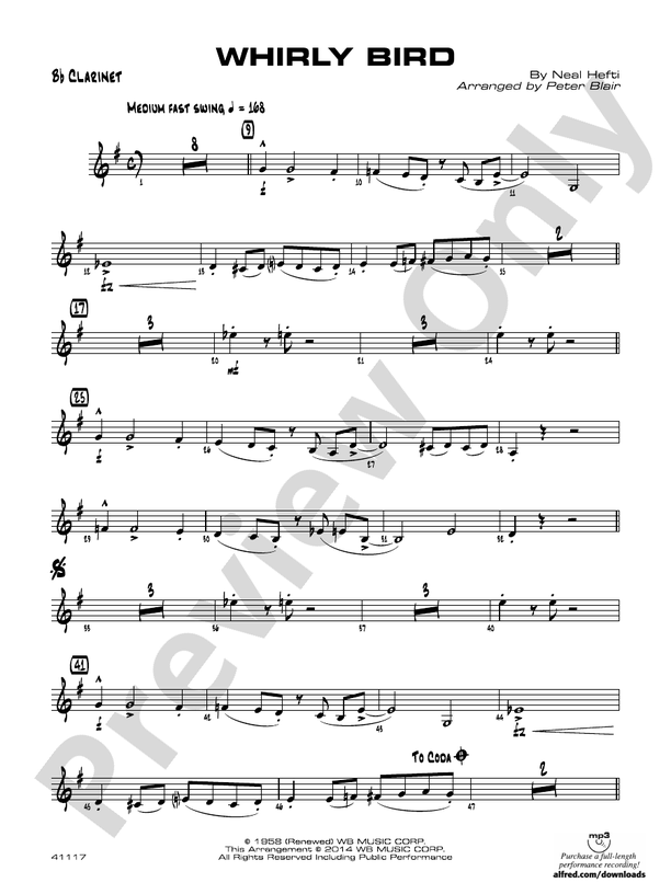 Whirly Bird: 1st B-flat Clarinet: 1st B-flat Clarinet Part - Digital ...