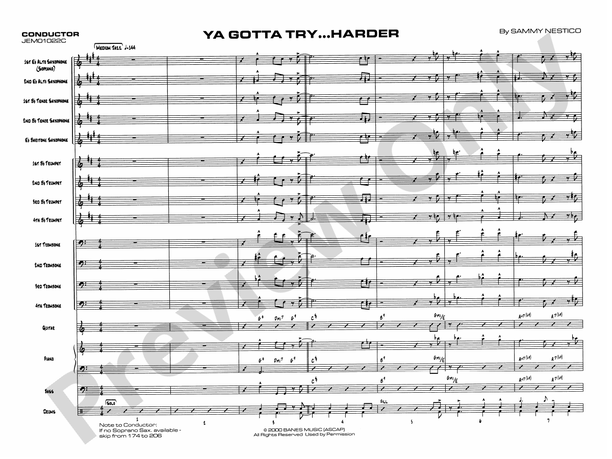 Ya Gotta Try ... Harder: Jazz Ensemble Conductor Score & Parts: Sammy ...
