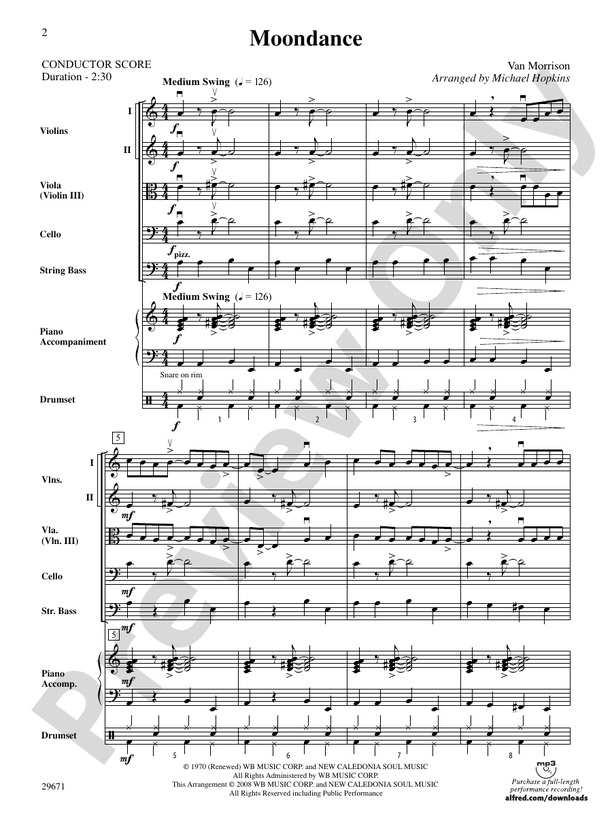 Moondance: Score: String Orchestra Score - Digital Sheet Music Download