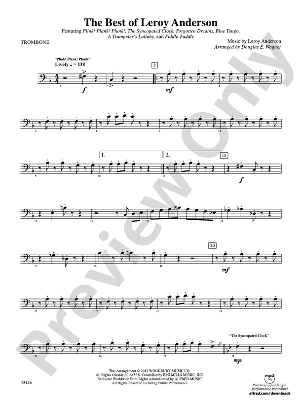 The Best of Leroy Anderson: 1st Trombone: 1st Trombone Part - Digital ...