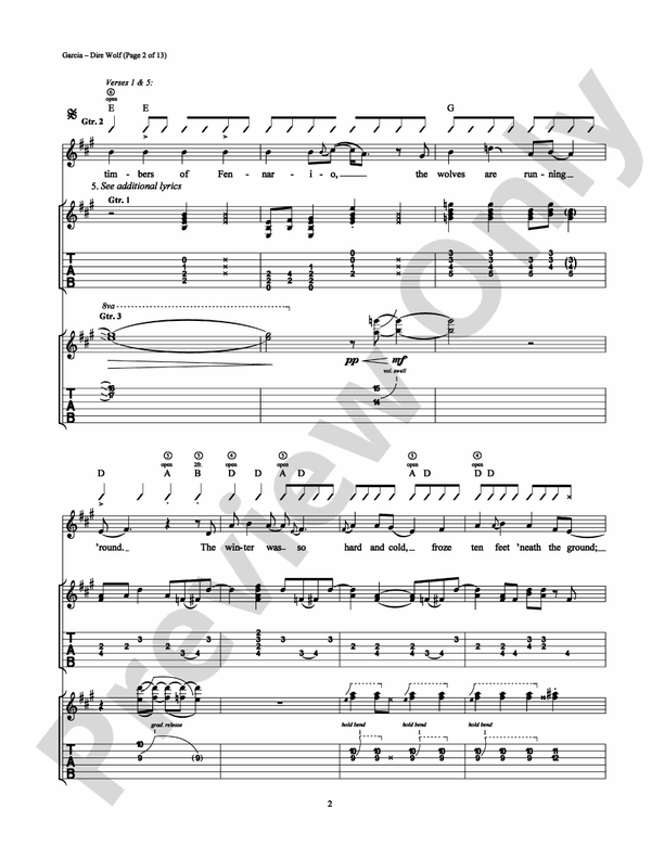 Dire Wolf: Guitar TAB: Grateful Dead - Digital Sheet Music Download