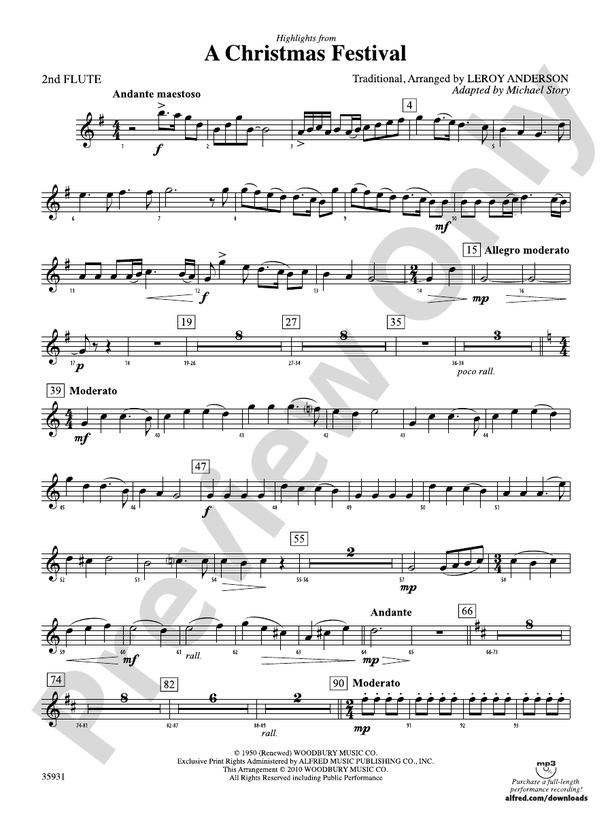 A Christmas Festival, Highlights from: 2nd Flute: 2nd Flute Part ...