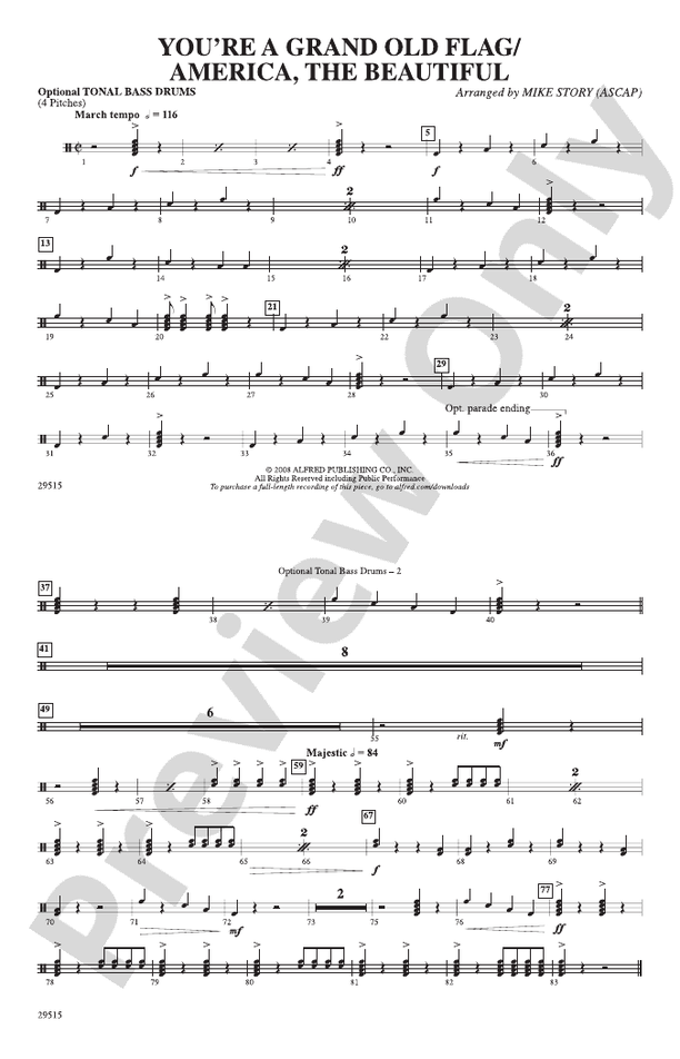 You're a Grand Old Flag / America, the Beautiful: Tonal Bass Drum ...