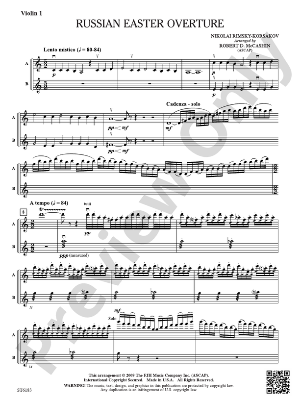 Russian Easter Overture: Violin 1: Violin 1 Part: Nikolai Rimsky ...
