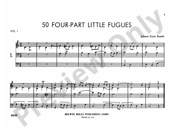 Rembt: 50 Four-part Little Fugues, Volume I: Organ Comb Bound Book ...