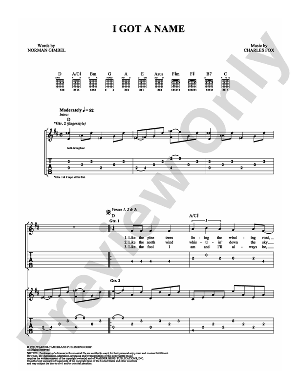 I Got A Name: Guitar TAB: Jim Croce - Digital Sheet Music Download