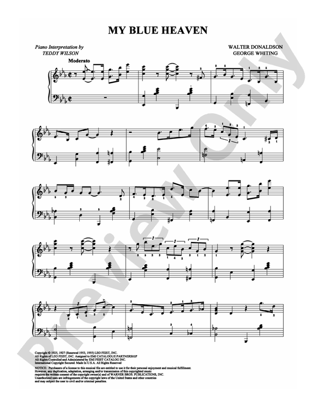 My Blue Heaven: Piano: Teddy Wilson - Digital Sheet Music Download