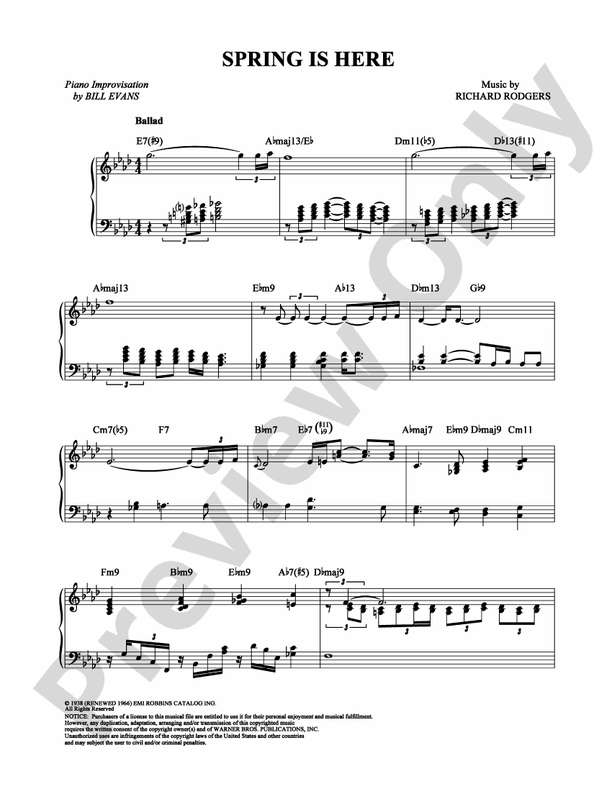 Spring Is Here: Piano: Bill Evans - Digital Sheet Music Download