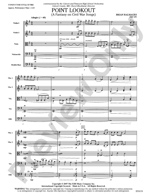 Point Lookout (A Fantasy on Civil War Songs): Score: String Orchestra ...