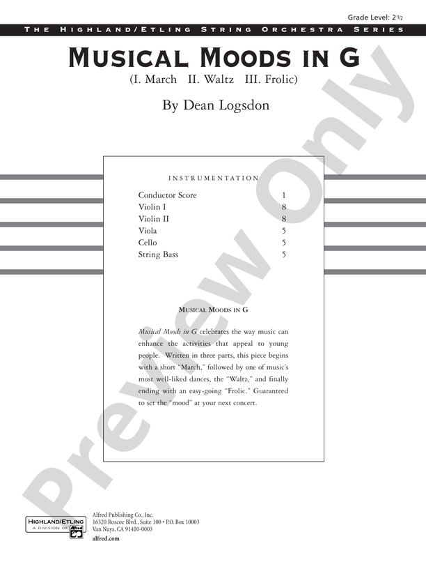 Musical Moods in G: : Dean Logsdon - Digital Sheet Music Download