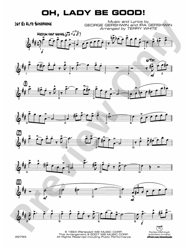 Oh, Lady Be Good!: E-flat Alto Saxophone: E-flat Alto Saxophone Part - Digital Sheet Music Download