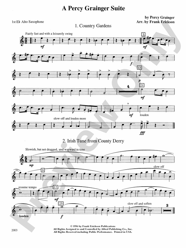 A Percy Grainger Suite: E-flat Alto Saxophone: E-flat Alto Saxophone ...
