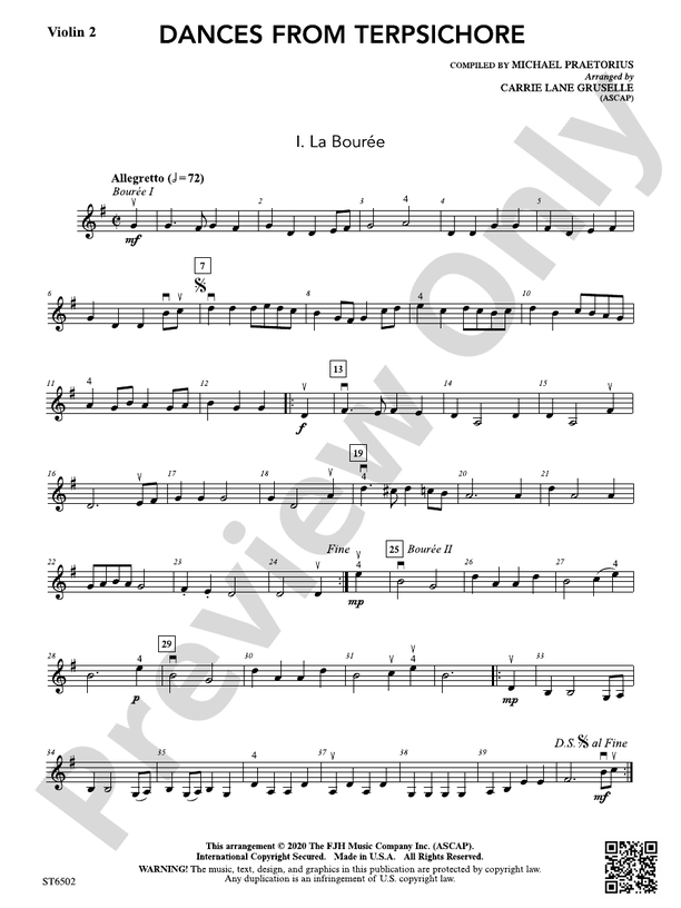 Dances from Terpsichore: Violin 2: Violin 2 Part: Michael Praetorius ...