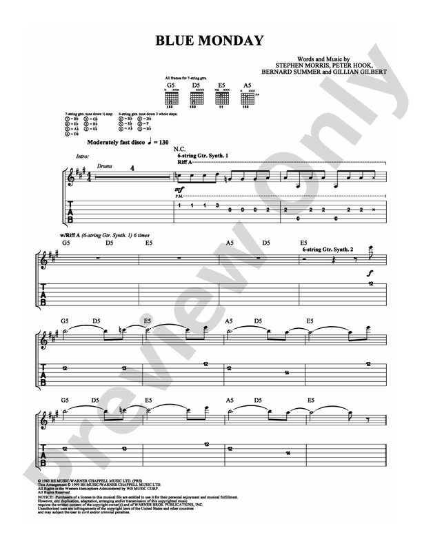 Blue Monday: Guitar TAB: New Order - Digital Sheet Music Download