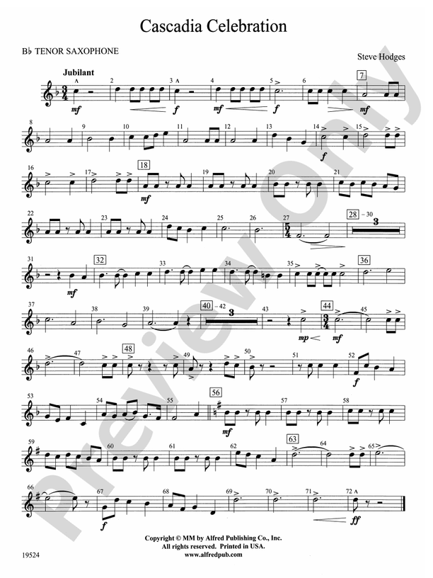 Cascadia Celebration B Flat Tenor Saxophone B Flat Tenor Saxophone