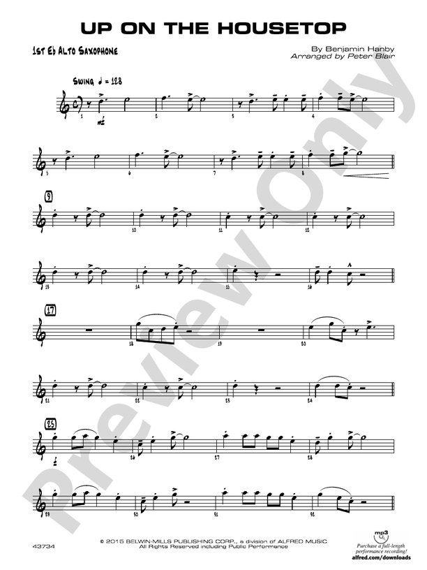 Up on the Housetop: E-flat Alto Saxophone: E-flat Alto Saxophone Part ...