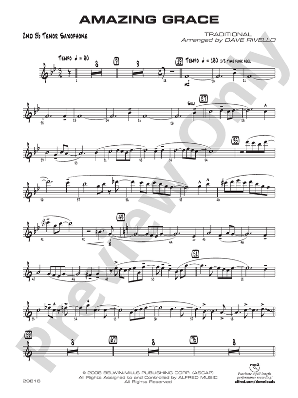 Amazing Grace: 2nd B-flat Tenor Saxophone: 2nd B-flat Tenor Saxophone ...