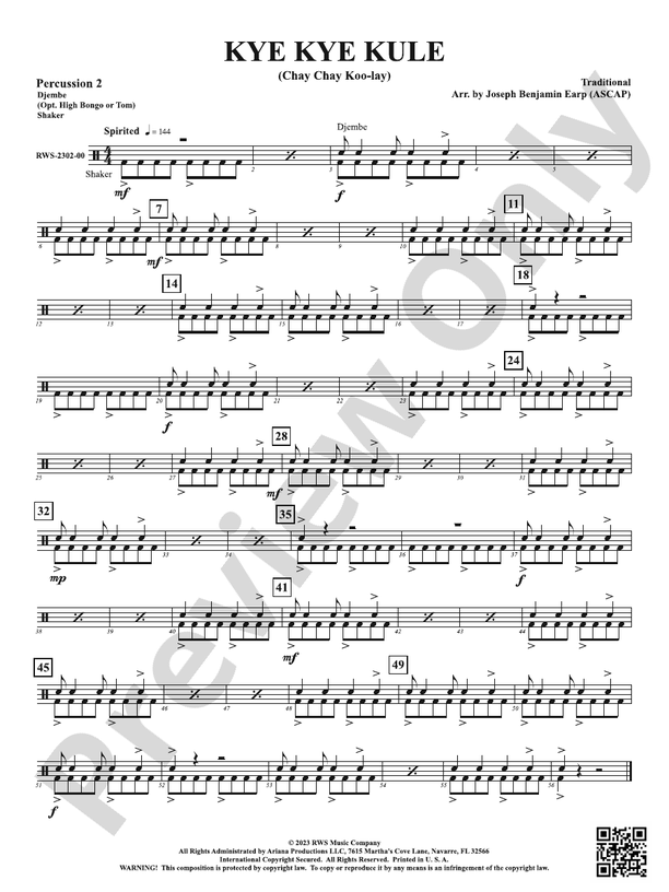 Kye Kye Kule - Chay Chay Koo-lay: 2nd Percussion: 2nd Percussion Part ...