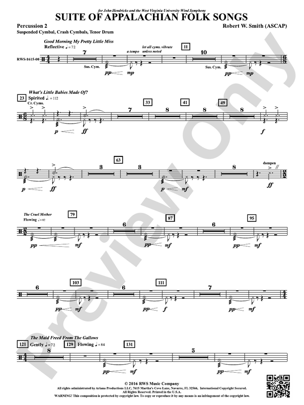 Suite of Appalachian Folk Songs: 2nd Percussion: 2nd Percussion Part ...
