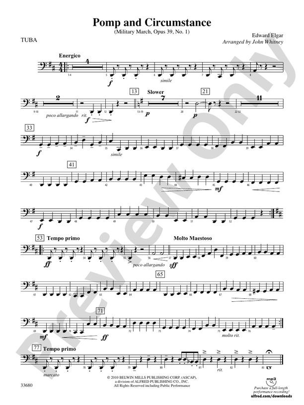 Pomp and Circumstance: Tuba: Tuba Part - Digital Sheet Music Download