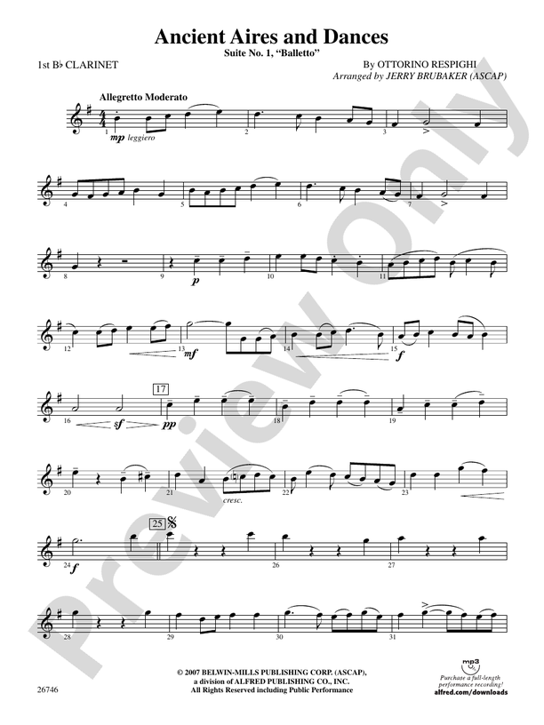 Ancient Aires and Dances: 1st B-flat Clarinet: 1st B-flat Clarinet Part - Digital Sheet Music ...