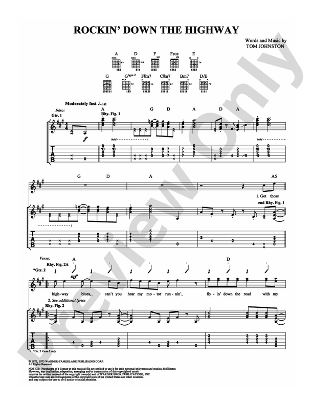Rockin' Down the Highway: Guitar TAB: Doobie Brothers - Digital Sheet ...