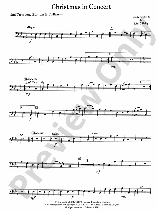 Christmas in Concert: 2nd Trombone: 2nd Trombone Part - Digital Sheet Music Download
