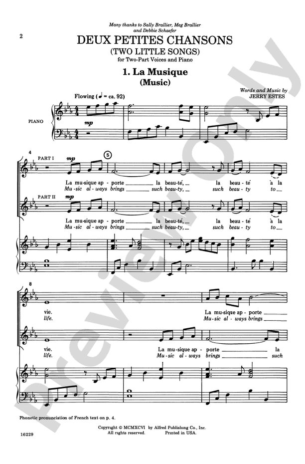 Deux Petites Chansons (Two Little Songs): 2-Part Choral Octavo: Jerry ...
