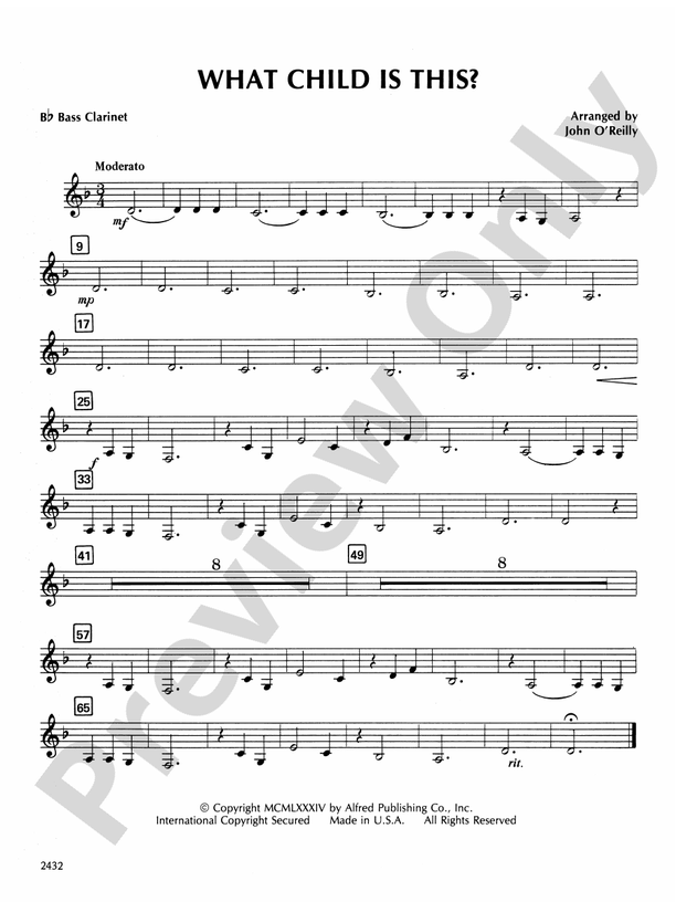 What Child Is This?: B-flat Bass Clarinet: B-flat Bass Clarinet Part ...