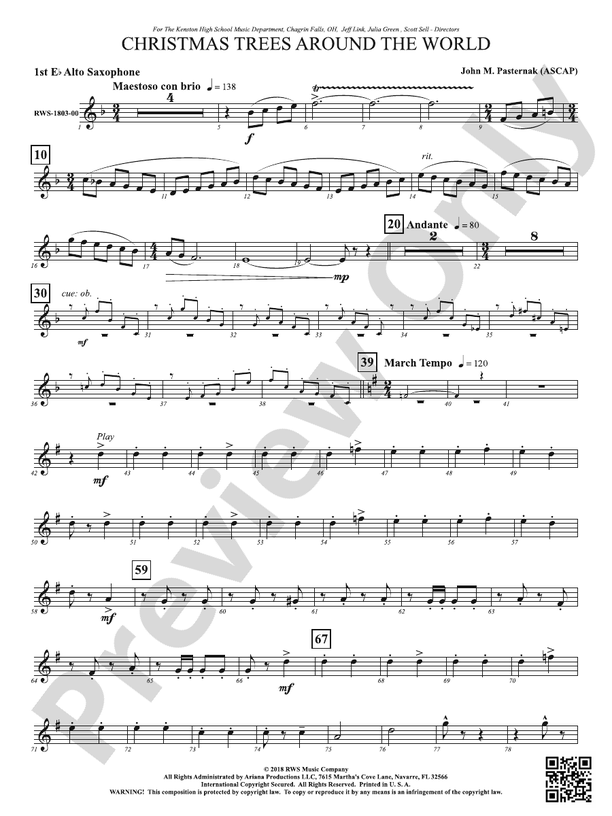 Christmas Trees Around the World: 1st E-flat Alto Saxophone: 1st E-flat Alto Saxophone Part ...