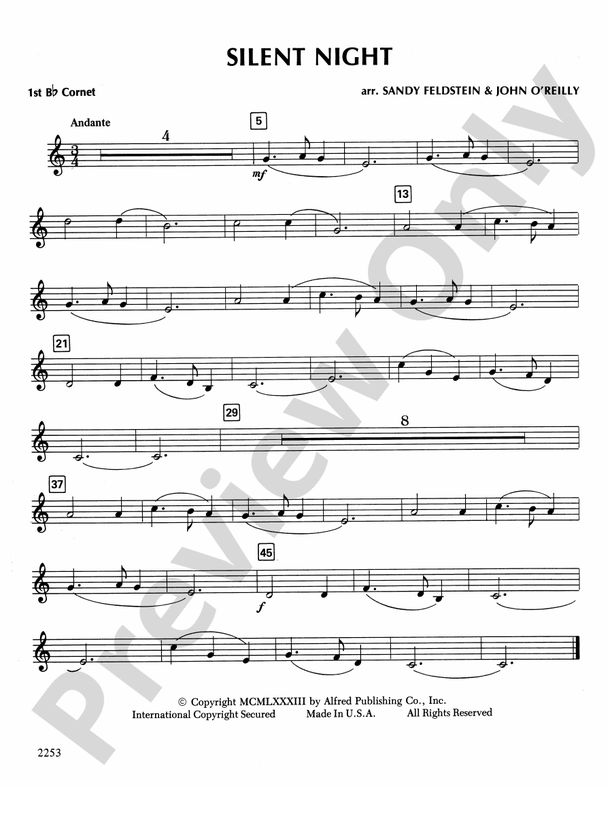 Silent Night: 1st B-flat Cornet: 1st B-flat Cornet Part - Digital Sheet ...