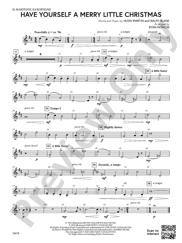 Have Yourself a Merry Little Christmas: E-flat Baritone Saxophone: E ...