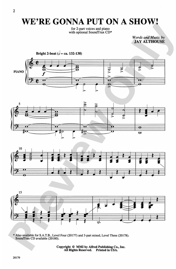 We're Gonna Put On a Show: 2-Part Choral Octavo: Jay Althouse - Digital ...