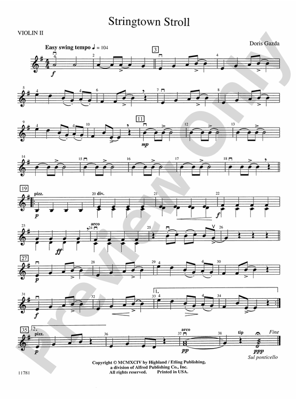 Stringtown Stroll: 2nd Violin: 2nd Violin Part - Digital Sheet Music ...