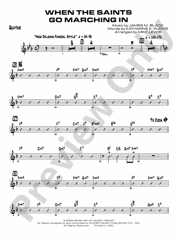 When the Saints Go Marching In: Guitar: Guitar Part - Digital Sheet ...