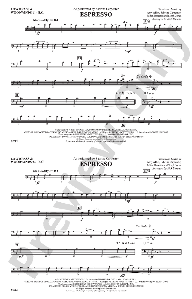 Espresso: Low Brass & Woodwinds #1 - Bass Clef: Low Brass & Woodwinds ...