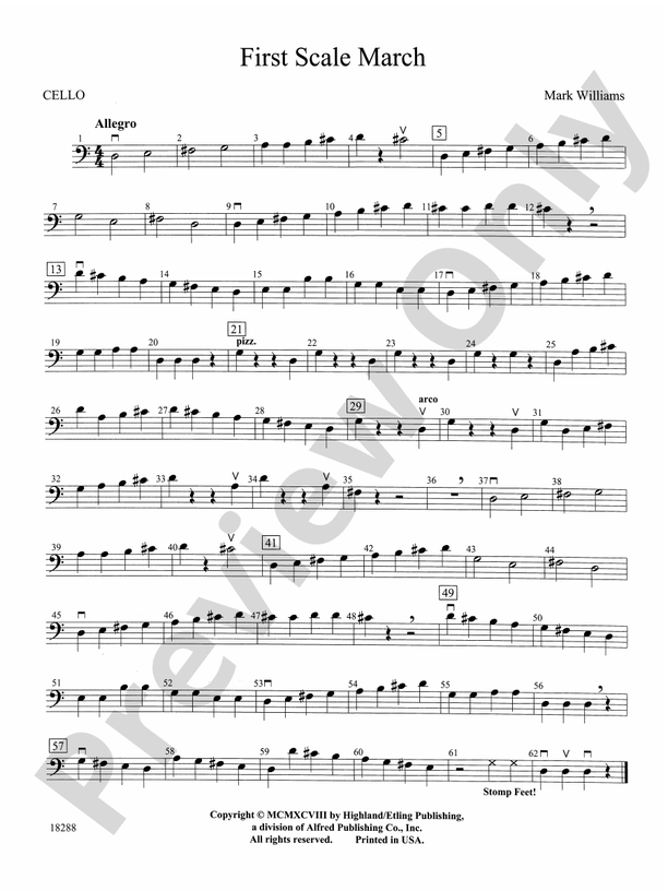 First Scale March: Cello: Cello Part - Digital Sheet Music Download