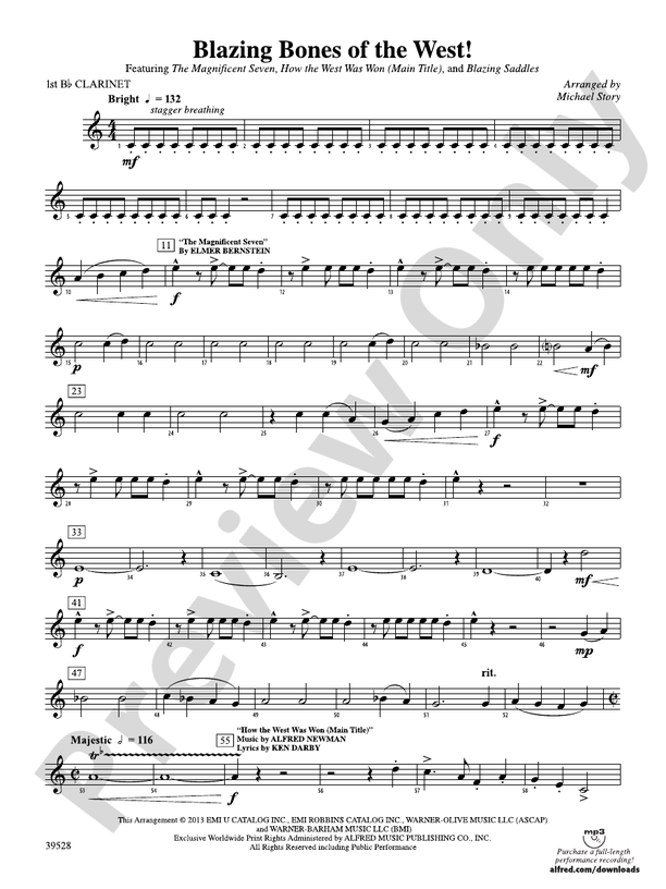 Blazing Bones of the West!: 1st B-flat Clarinet: 1st B-flat Clarinet Part - Digital Sheet Music ...
