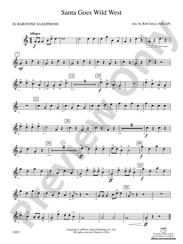 Santa Goes Wild West: E-flat Baritone Saxophone: E-flat Baritone ...