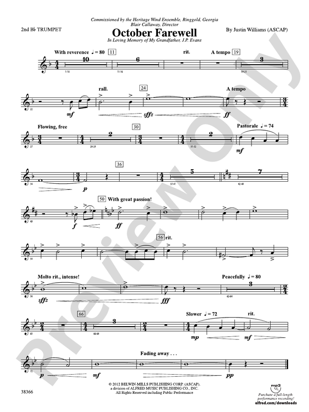 October Farewell: 2nd B-flat Trumpet: 2nd B-flat Trumpet Part - Digital ...