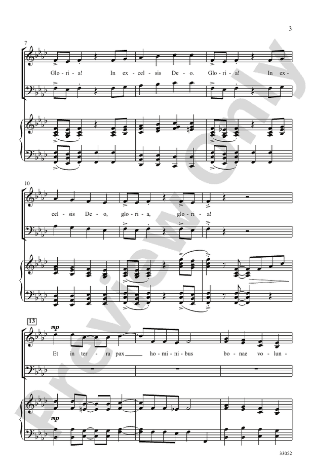 A Festive Gloria: SAB Choral Octavo: Ruth Morris Gray - Digital Sheet Music Download